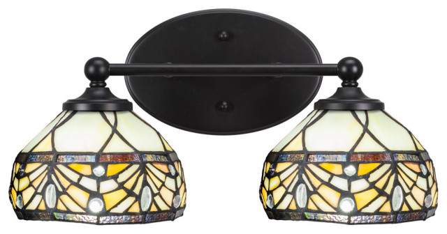 Capri 2-Light Bath Bar, Matte Black/Royal Merlot Art - Victorian ...