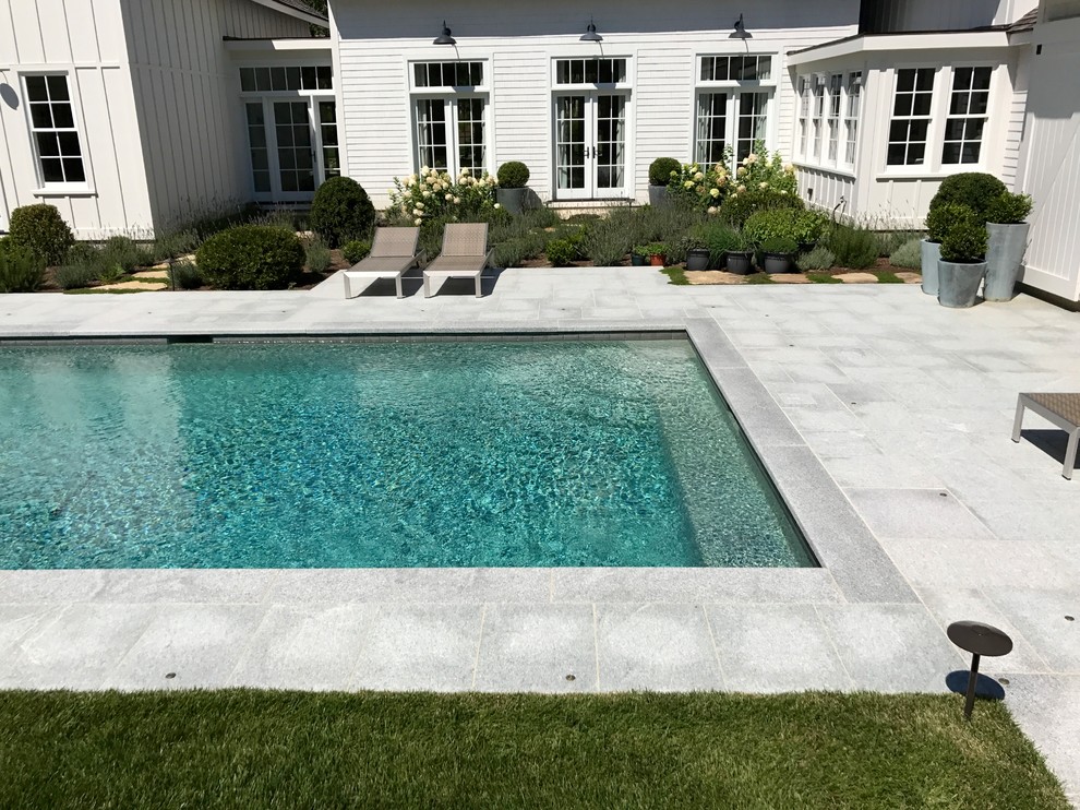 French Grey Pebble Sheen w/ Rodio Tile and Grey Granite Patio - Beach ...