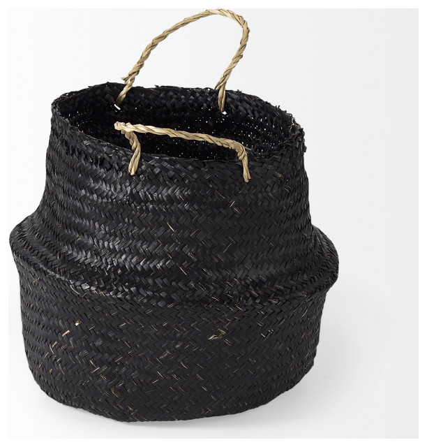 Set of Three Black Wicker Storage Baskets - Tropical - Baskets - by ...