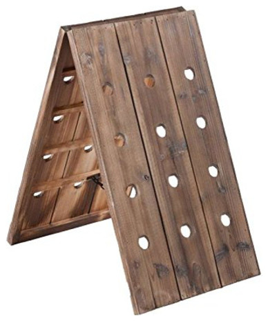 Vintage Style 24 Bottle Distressed Wood Riddling Wine Rack - Rustic ...