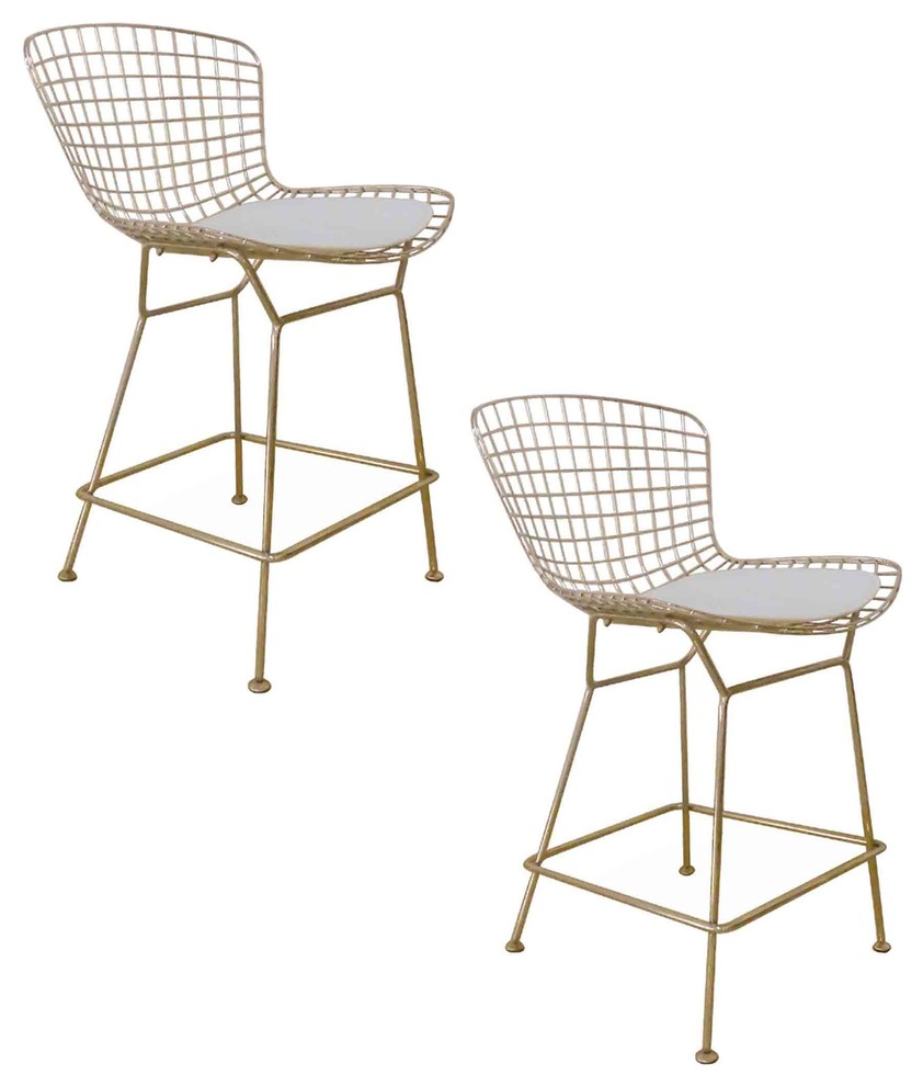 Gold Shuttle Stools, Set of 2, Counter Height - Contemporary - Bar ...