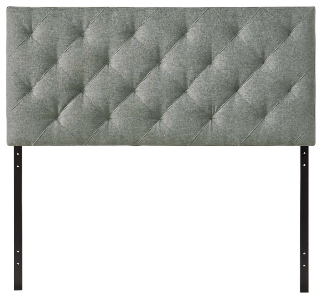 Headboard, Full Size, Gray, Fabric, Modern, Bedroom Master Guest Suite ...
