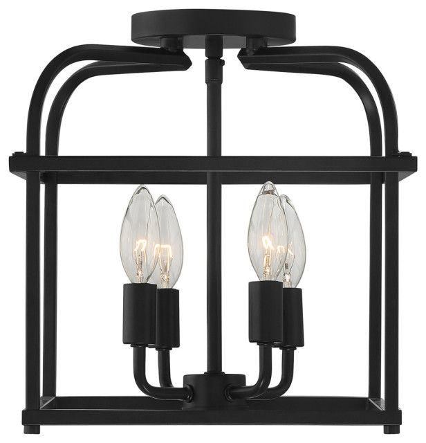 4-Light Ceiling Light, Matte Black - Transitional - Flush-mount Ceiling ...