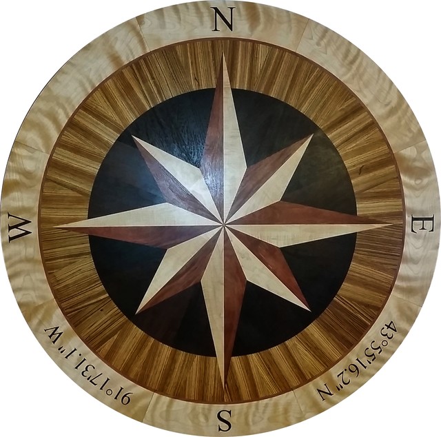Brockman 60" Compass Rose Floor Medallion Inlay - Contemporary ...