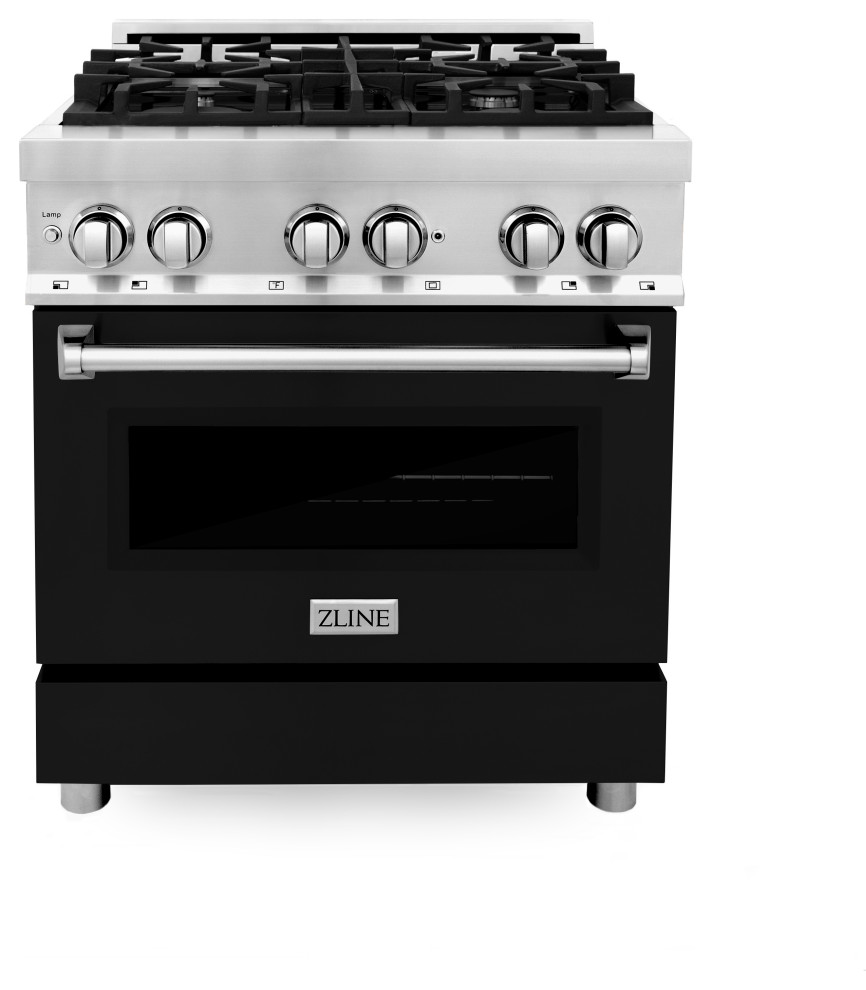 ZLINE 30 in. Professional Dual Fuel Range With Black Matte Door, RA-BLM ...