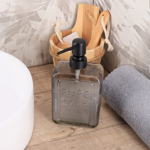 Vintage-Style Glass Soap Dispenser with PURE SOAP Design - 18 fl oz ...