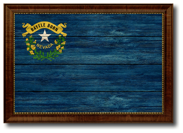 Nevada State Textured Flag Print on Canvas with Custom Frame, 19" x 27 ...