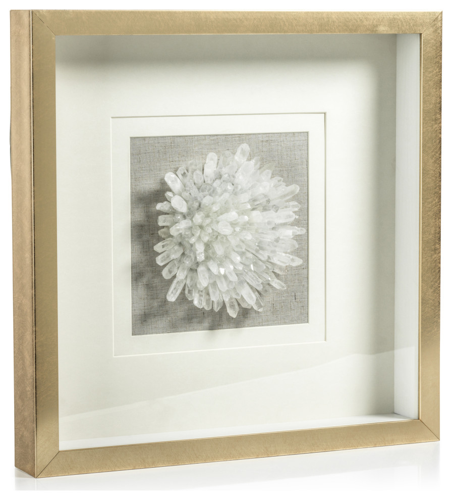 Carey Gold Framed Crystal Flower Wall Decor - Contemporary - Wall ...