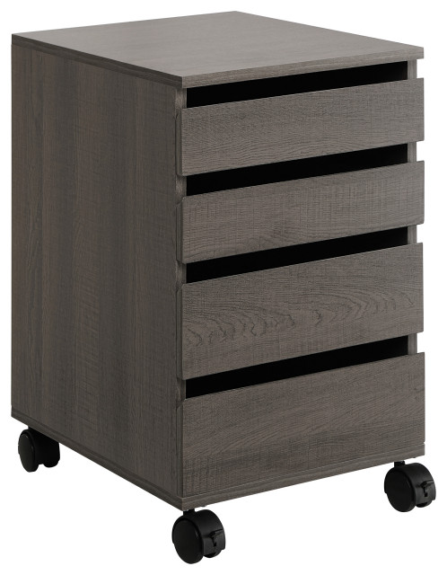 Holly 4-Drawer Mobile Storage Cart in Farm Oak Finish - Transitional ...