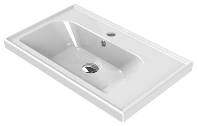 Rectangular Ceramic Wall Mounted or Drop In Sink With Counter Space ...