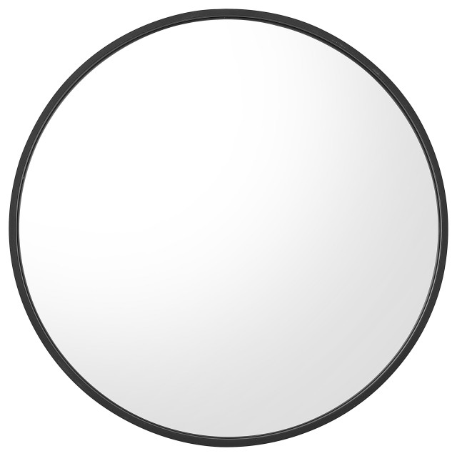 Sage 32" Modern Round Wall Mirror Aluminum Black Frame - Transitional ...