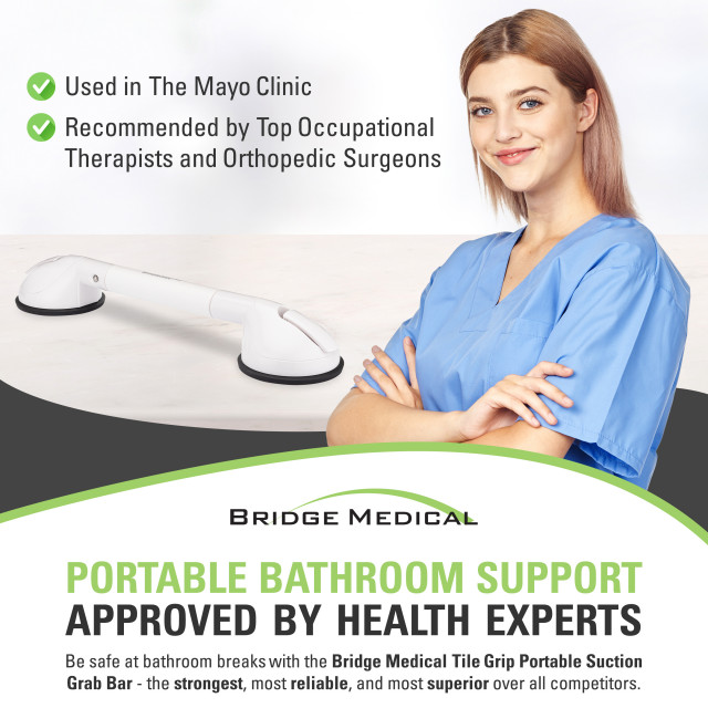 Tile Grip Portable Suction Telescoping Grab Bar - Traditional - Grab ...