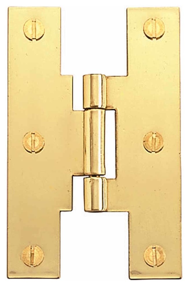 Flush Bright Solid Brass H Hinge Flush Brass 3" - Traditional - Hinges ...