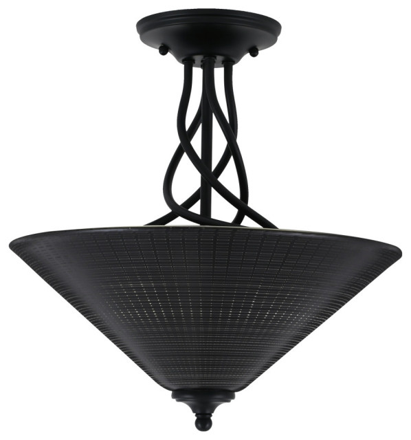 Capri 3-Light Semi-Flush Mount, Matte Black/Black Matrix - Traditional ...
