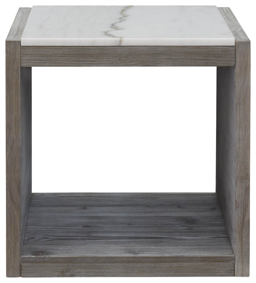 Moonbeam Marble Top End Table in Moonlit Gray - Transitional - Side ...