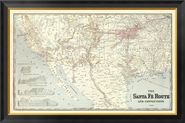 "Sante Fe Route and connections, 1888" by Santa Fe Railroad Company ...