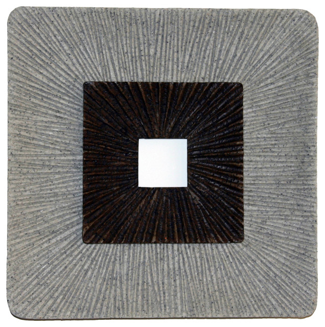 Square Shaped Wall Decor with Ribbed Details, Small, Brown and Gray ...