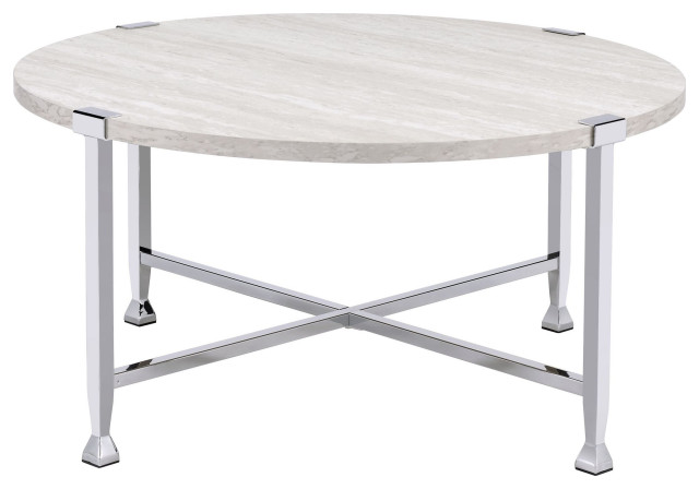 Brecon Coffee Table, White Oak and Chrome - Contemporary - Coffee ...