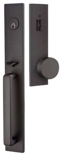 Emtek Lausanne Keyed Entry Modern Handleset, Round Knob, Flat Black Finish - Transitional - Door ...