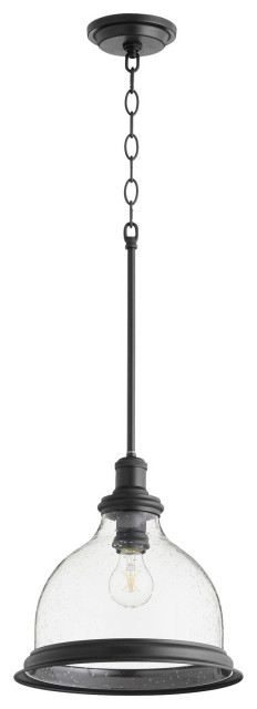 Quorum 12" Pendant Light in Noir with Clear Seeded Glass, 12.000 ...