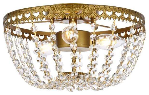 3 Light Crystal Flush Mount, 12 - Contemporary - Flush-mount Ceiling ...