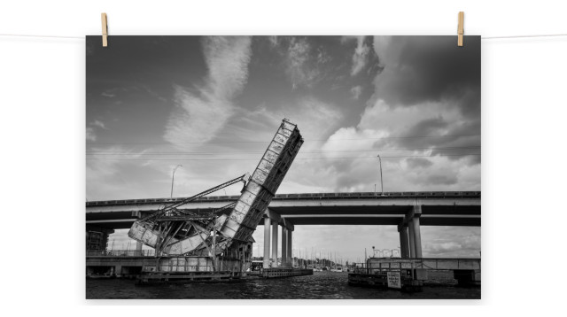 Modern Industrial Wall Art: Train Drawbridge Black & White Unframed, 16 ...