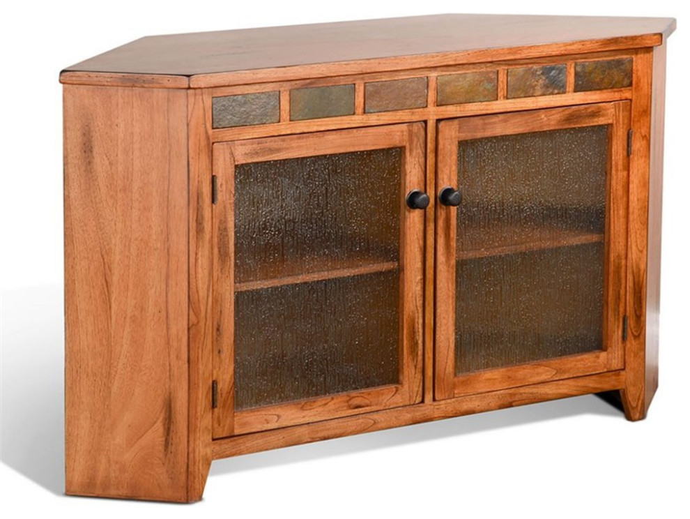 Sunny Designs Sedona Wood Corner TV Console for TVs up to 60" in Rustic ...