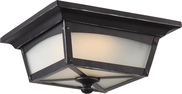 Essex Outdoor LED Flush Fixture With Etched Glass - Transitional ...