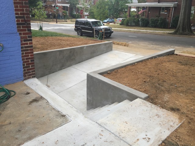 New Concrete Driveway Entrance in Washington DC with Retaining Walls ...