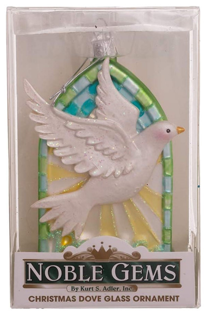 Kurt Adler Noble Gems Traditions Glass Dove of Peace Ornament ...