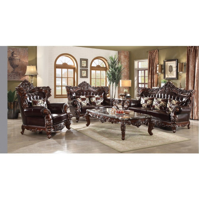 ACME Forsythia Chair With1 Pillow, Espresso Top Grain Leather Match and ...