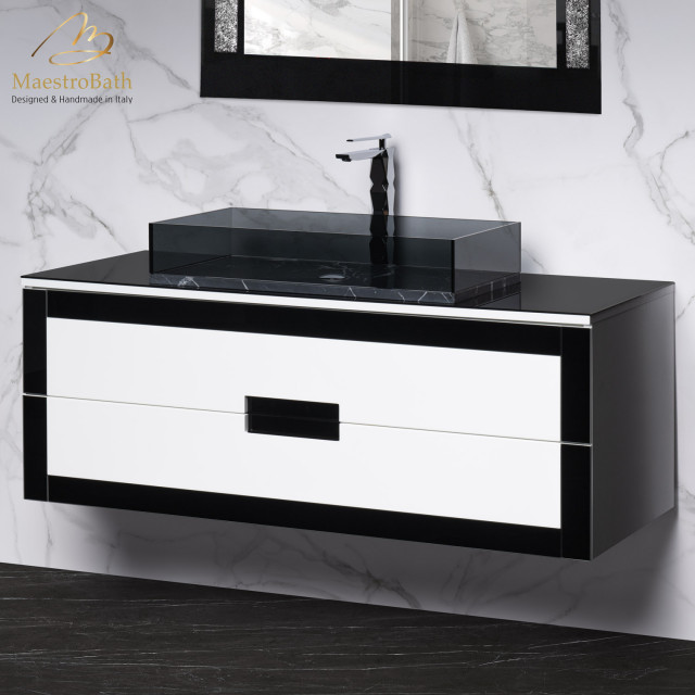 Roco Luxury Bathroom Vanity, Black and White, 48" - Modern - Bathroom ...