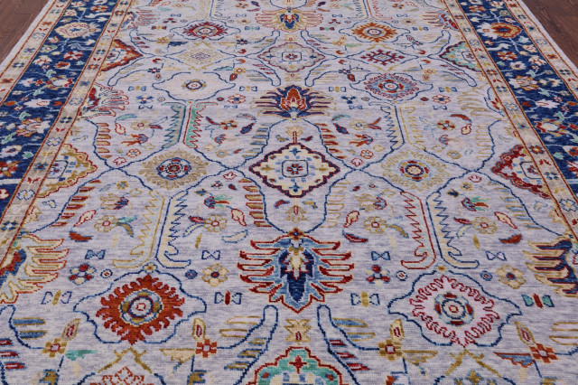 Grey 9' 1" X 11' 11" Turkish Angora Oushak Handmade Wool Rug - Q18908 ...