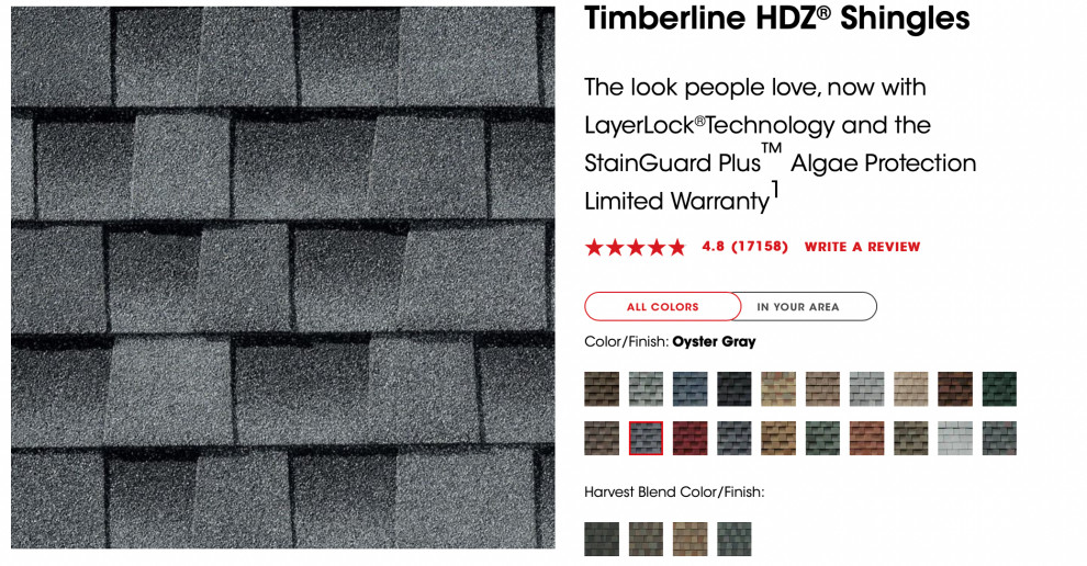 Help selecting GAF shingle color for roof