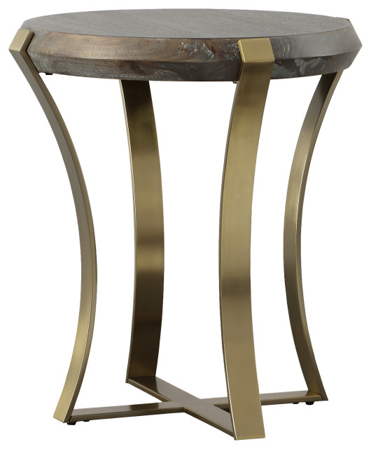 Uttermost Unite Leg Wood Side Table, Plated Brushed Brass, 22940 ...