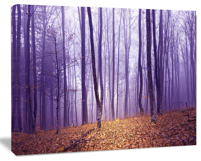 Magenta Foggy Fairytale Forest, Forest Canvas Art Print, 20"x12 ...