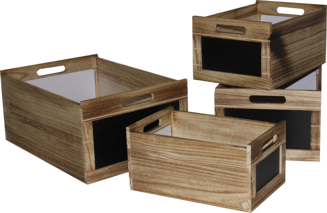 Storage Box with Chalkboard (Set of 2) - Transitional - Storage Bins ...