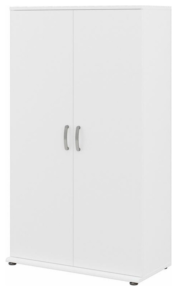Pemberly Row Tall Garage Storage Cabinet in White - Engineered Wood ...