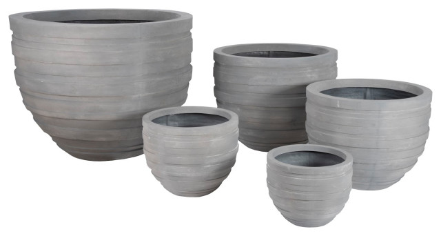 June Planter, Raw Gray, Large, 43x43x34"h - Transitional - Indoor Pots ...