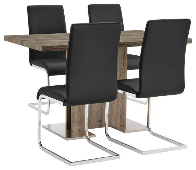 Zenith and Amanda 5 Piece Black Rectangular Dining set - Contemporary ...