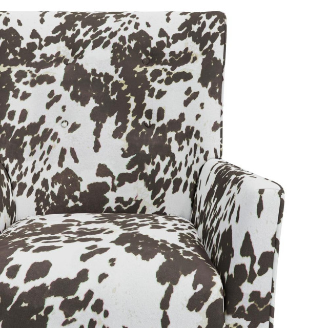 Shelter High Back Wingback Chair in Velvet Brown Cow Print ...