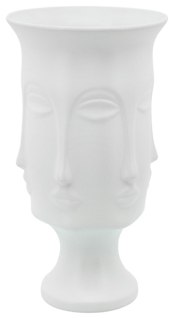 15"h Multi Faced Vase, White - Contemporary - Vases - by Beyond Design ...