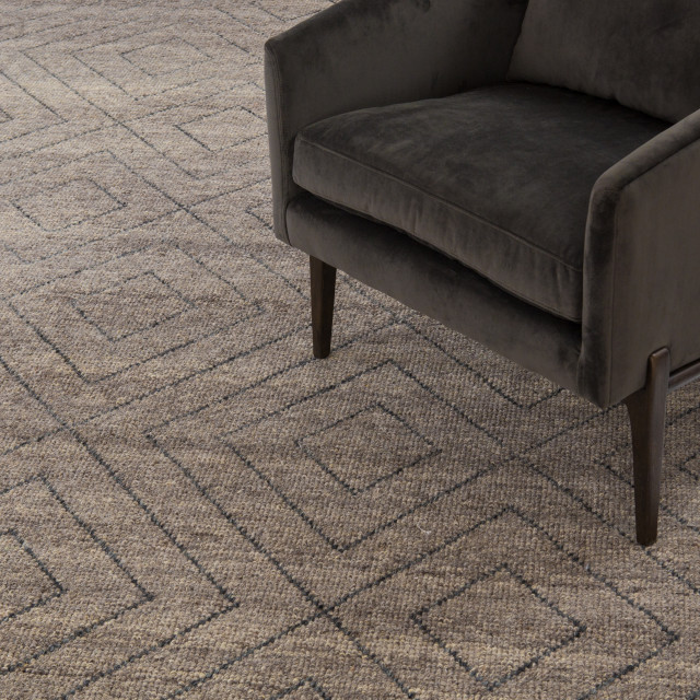 Natural Diamond Patterned Wool Rug, 8x10 - Transitional - Area Rugs ...