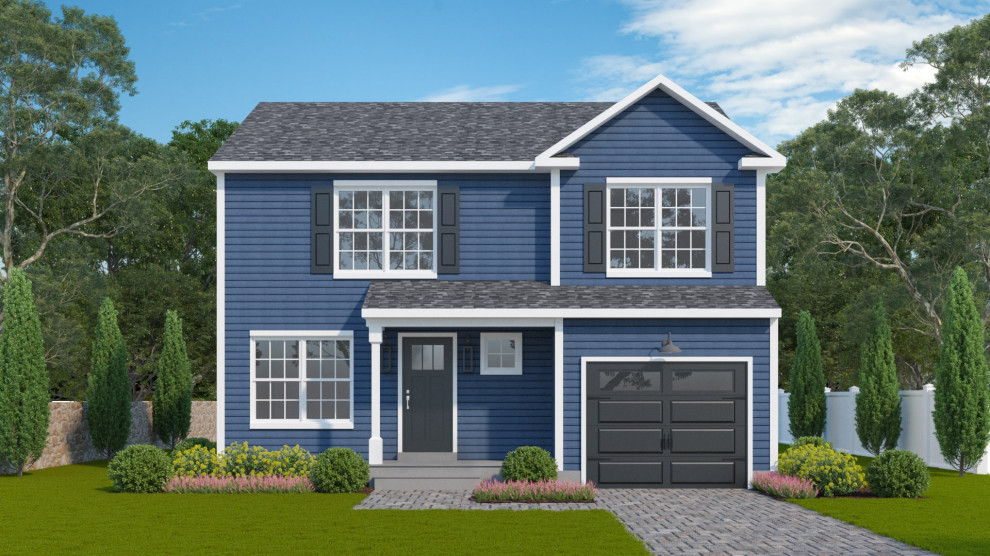 3D Front Exterior Rendering for a Two-Story House - Modern - Exterior ...