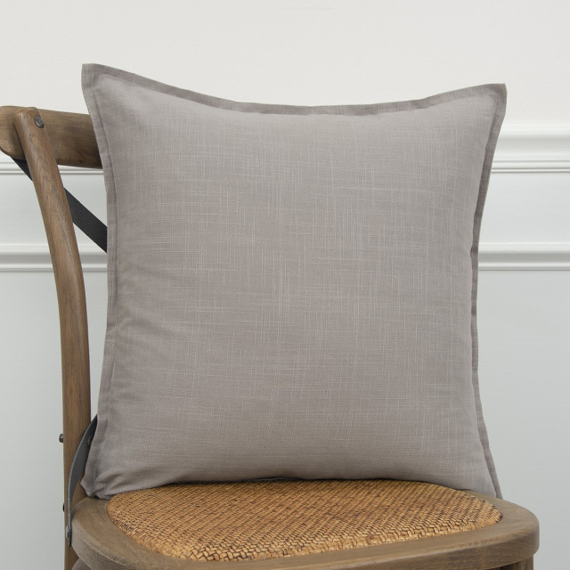Gray Solid Color Flange Edge Throw Pillow - Transitional - Decorative ...