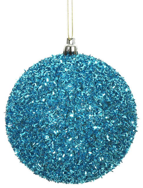 Vickerman N178012 4" Turquoise Tinsel Ball Ornament, 4 Per Bag ...