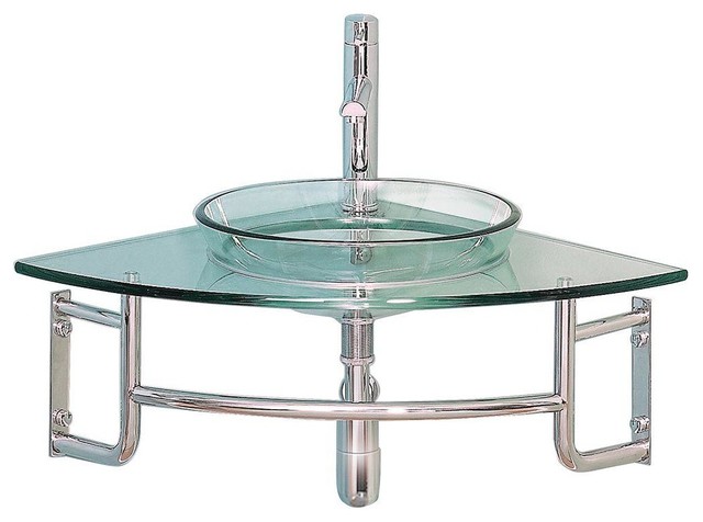 Fresca Ordinato 24" Corner Mount Modern Glass Bathroom Vanity - Modern ...