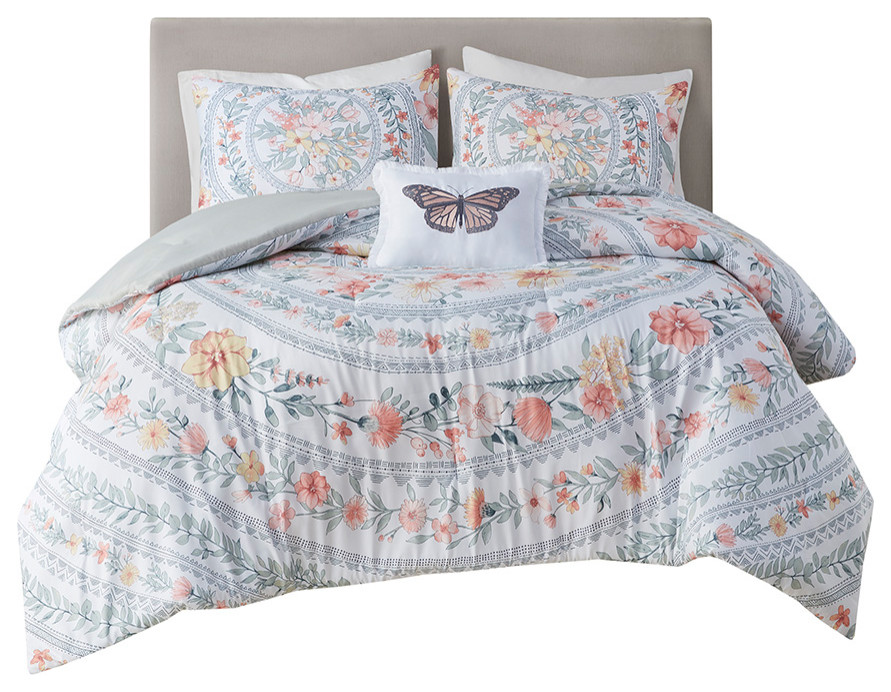 Intelligent Design Florence Butterfly Boho Garden Comforter/Duvet Cover ...