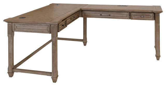 Traditional Wood Open L-Desk & Return Writing Corner Desk Light Brown ...