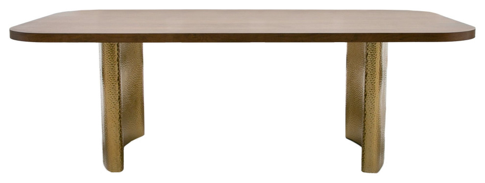 Modrest Marjorie Modern Walnut, Brushed Gold Rectangular Dining Table ...